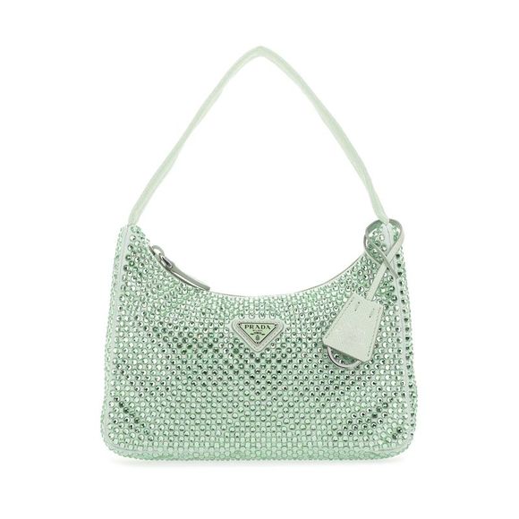 Prada | Bags | Prada Rhinestones Mint Green Reedition 200 Handbag ...